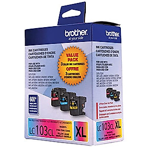 Brother Lc103 Inkjet Cartridges (Cyan/Magenta/Yellow, 3-Pack) in Retail Packaging