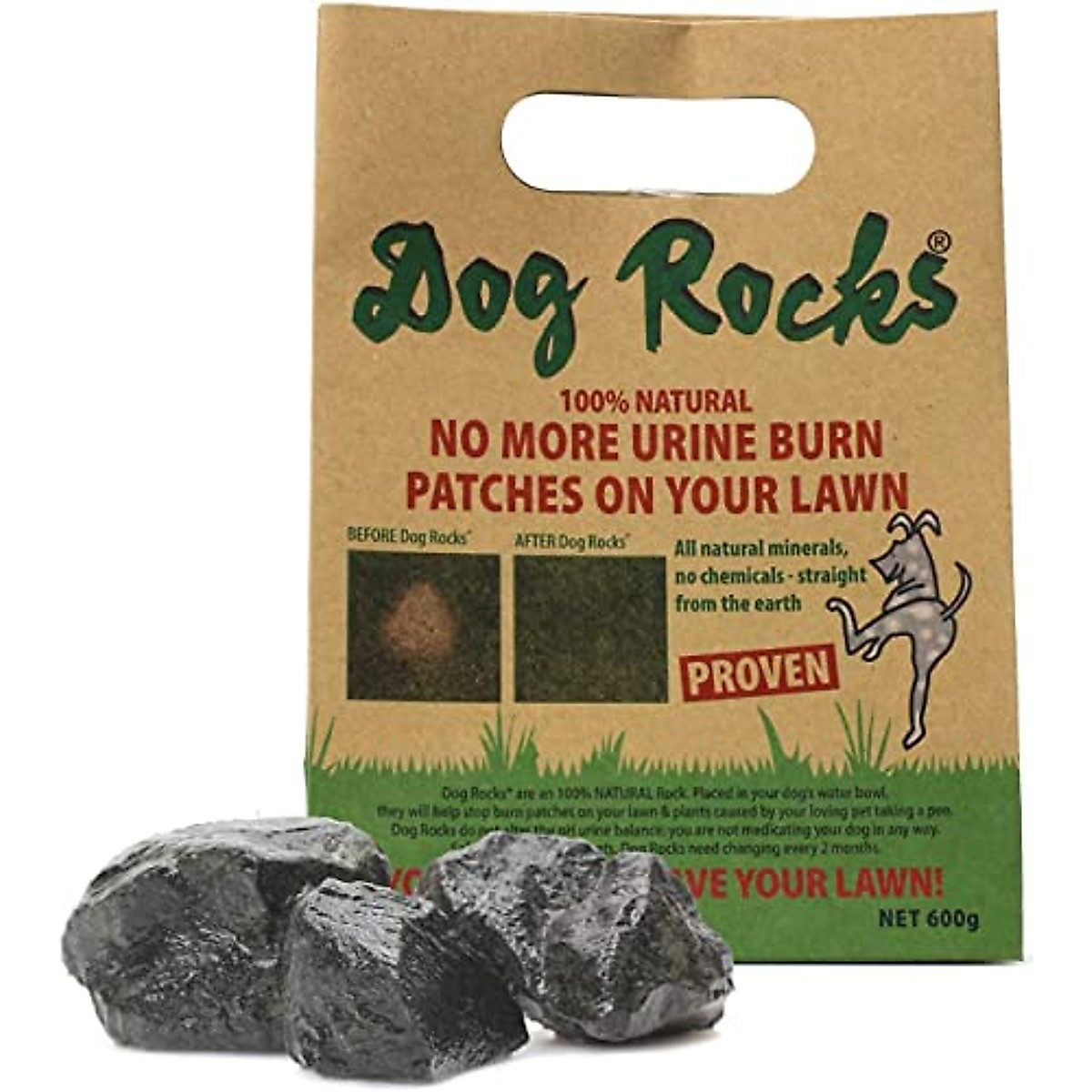 Dog Rocks - Prevent Grass Burn Spots by Urine - Save Your Lawn from Yellow Marks - 600g
