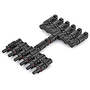 1 to 6 Solar Panel Connector - 6 Way Y Branch DIY Mount Tool Solar Parallel Connector in Pair - Solar Wire Connectors for Connection Between Solar Panels