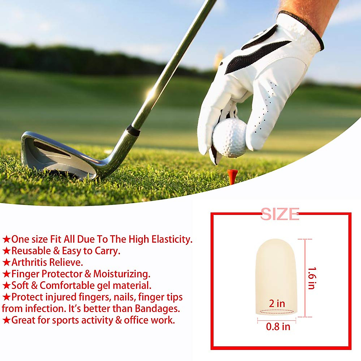 Gel Finger Cots, Finger Protector Support(14 PCS) NEW MATERIAL Finger Sleeves Great for Trigger Finger, Hand Eczema, Finger Cracking, Finger Arthritis and More. (Beige, Short)