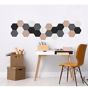 Afumazi 8Pcs Hexagon Felt Cork Board Tiles Self Adhesive Bulletin Board, Pin Board for Wall Decor Memos Photos Display (Set C)