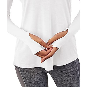 Bestisun Womens Long Sleeve Yoga Tops Workout Shirts Yoga Clothes Tunic Workout Tops with Thumb Hole White M