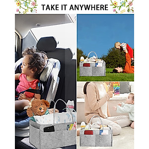 YaKuss Diaper Caddy Organizer for Baby, Changing Table Diaper Basket Caddy Storage Bin Car Organizer, Diaper Storage Caddy, Portable Diaper Caddy Basket for Boys and Girls (Small, 1.0 Grey)