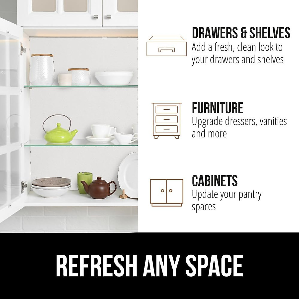 Gorilla Grip Peel and Stick Adhesive Removable Liner for Books, Drawers, Shelves and Crafts, Easy Install Kitchen Decor Paper, Contact Liners Cover Book, Drawer, 11.8 in x 20 FT Roll, Clear Matte