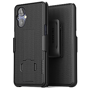 Encased DuraClip Designed for OnePlus Nord N20 5G Belt Case - Slim Phone Cover with Kickstand and Holster Clip (Black)