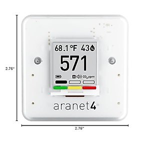 SAF Aranet4 Home: Wireless Indoor Air Quality Monitor for Office or School (CO2, Temperature, Humidity and More) Portable, Battery Powered, E-Ink Screen, App for Configuration & Data History