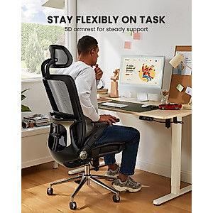 ErGear Office Chair, Ergonomic Office Chair, High Back Desk Chair with Headrest and 5D Flip-up Arms, Adjustable Lumbar Support Computer Chair, Swivel Mesh Chair