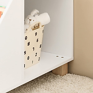 Haotian White Kids Bookcase, Toy Storage Display Book Shelf Rack Organizer with 3 Storage Compartments, Toddler Playroom Nursery, KMB54-W