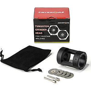 3mirrors Aluminum Tungsten Electrode Sharpener Grinder Head TIG Welding Tool with Cut-Off Slot Multi-Angle & Offsets, 5X 25mm Double Diamond Wheels, 2X Connecting Rods