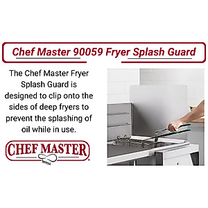 Chef Master 90059 Commercial Deep Fryer Splash Guard | Stops Oil From Splattering | Clips Provide a Secure Fit | Durable 18 Gauge Stainless Steel | Measures 20.5 x 15 Inches | 2 Pack