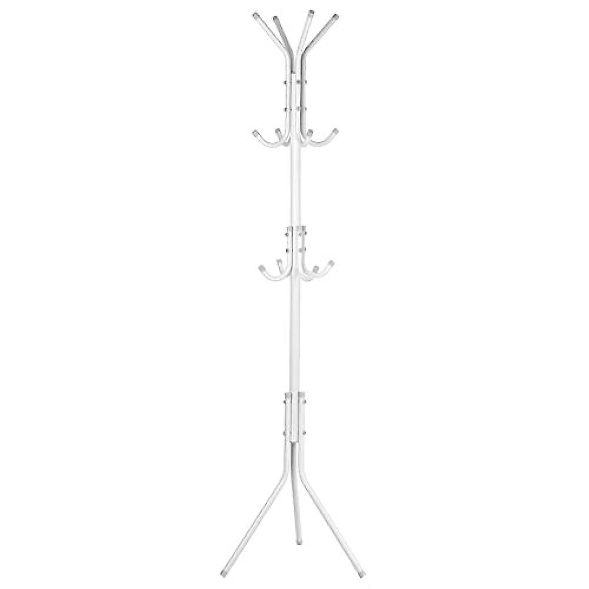 Yosoo Standing Entryway Coat Rack, Metal Coat Hat Rack Tree Stand Hanger Organizer for Jacket, Purse, Scarf Rack, Umbrella (White)