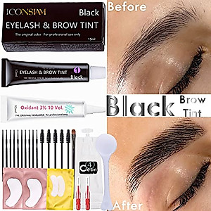 Black Lash Tint Kit, Keratin Black Eyelash Dye and Eyebrow Tint, 6 Week Voluminous Brow Tint, Tinting Look For Lash Perm/Lift/Lamination Treatment (Black Eyelash Tint Kit Only)