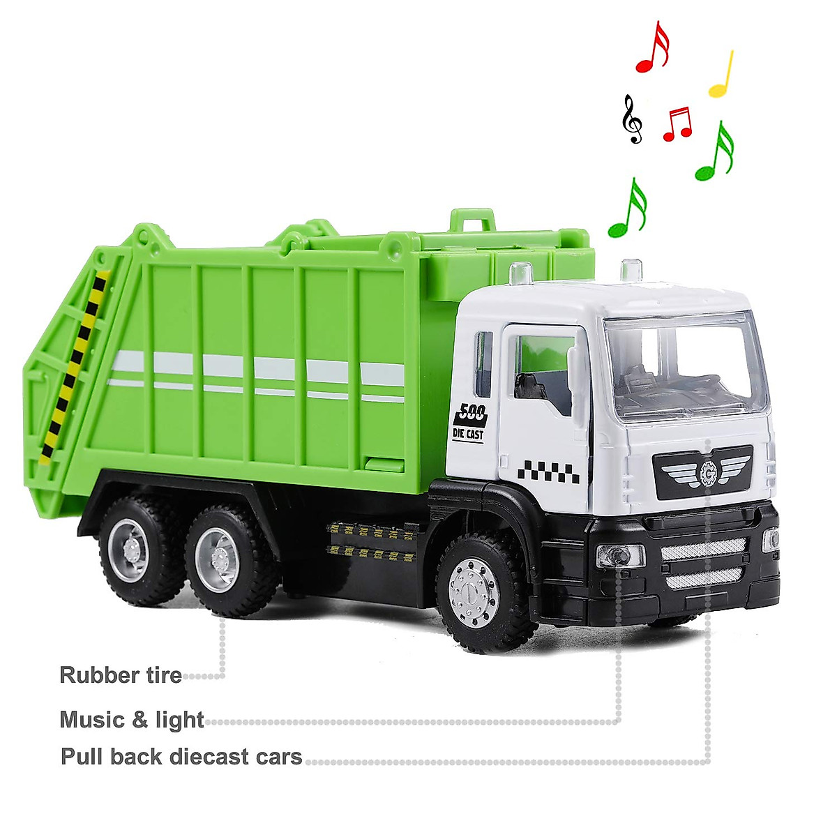 Garbage Truck Toys Alloy Diecast Cars Trash Truck wiht Light and Sound Recycled Trucks Toy for Boys Age 3,4,5,6,7 (1PC) (Garbage Truck)