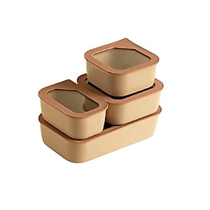 Neoflam 4 Set FIKA One Kitchen Pantry Porcelain Ceramic Food Container with Glass Lid, Microwave, Oven, Dishwasher Safe Refrigerator, Fridge Storage for Leftover, Healthy Meal Prep Organization (Set)