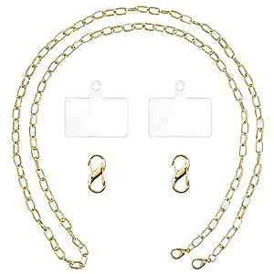 BERITNI Cell Phone Lanyard, Crossbody Metal Phone Chain Strap for Women, Universal Patch Phone Lanyard Holder, Detachable Phone Tether Compatible with All Smartphones, Gold Paperclip