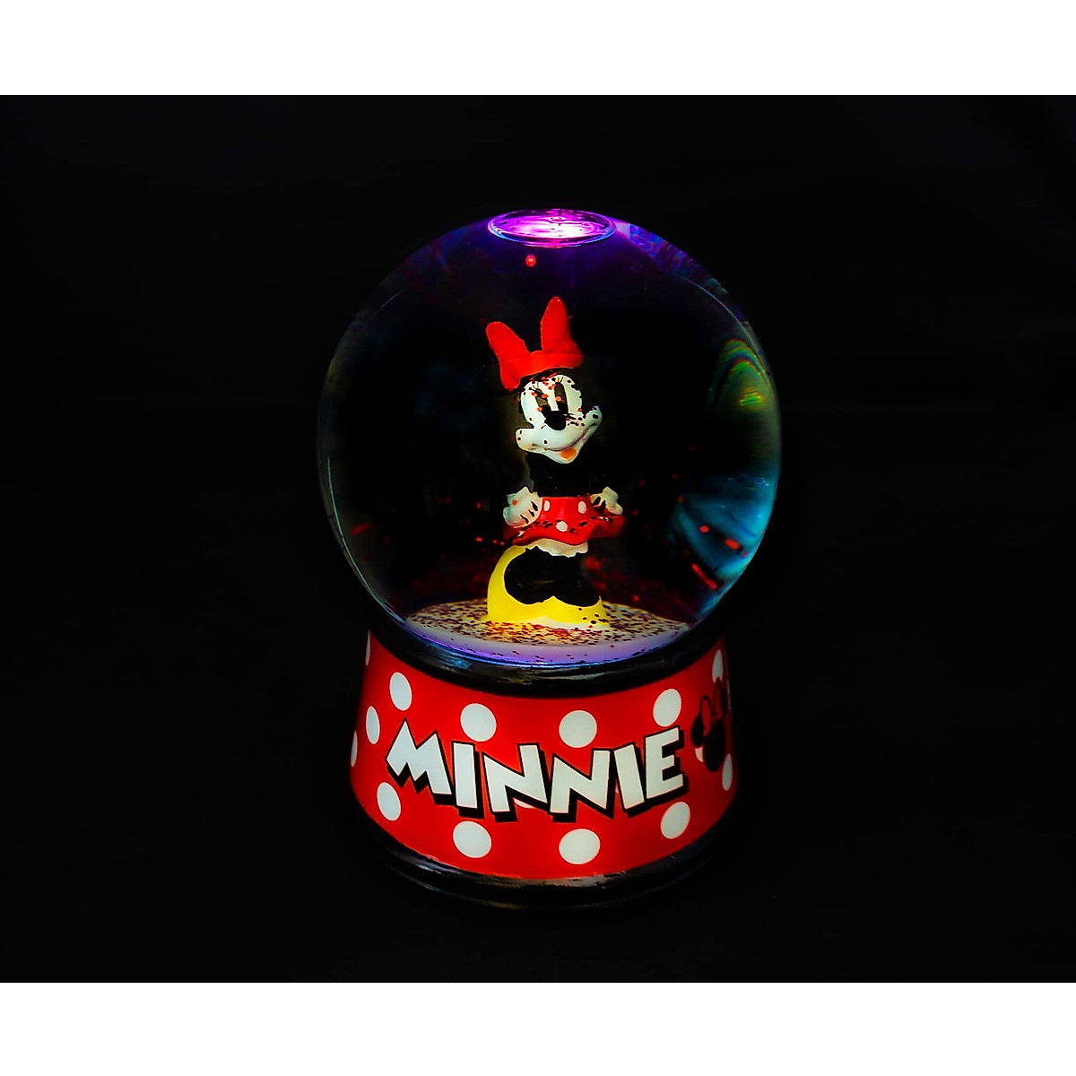 Disney Minnie Mouse Light-Up Snow Globe with Swirling Glitter Display Piece Decoration | Home Decor for Kids Room Essentials | Precious Keepsake, Cute Novelty Gifts and Collectibles | 6 Inches Tall