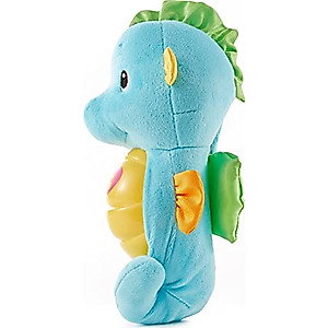 Fisher-Price Musical Baby Toy, Soothe & Glow Seahorse, Plush Sound Machine with Lights & Volume Control for Newborns, Blue