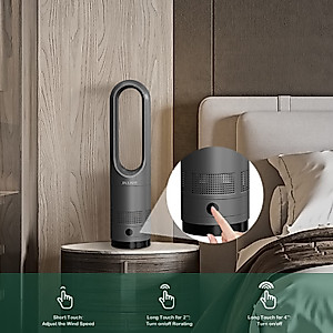 JINJUNYE Bladeless Fan, 22'' Tower Fan with Remote, Quiet Cooling Fan for Bedroom with 8H Timer, 8 Speeds, Portable Fans for Home Bedroom, Kitchen,Office