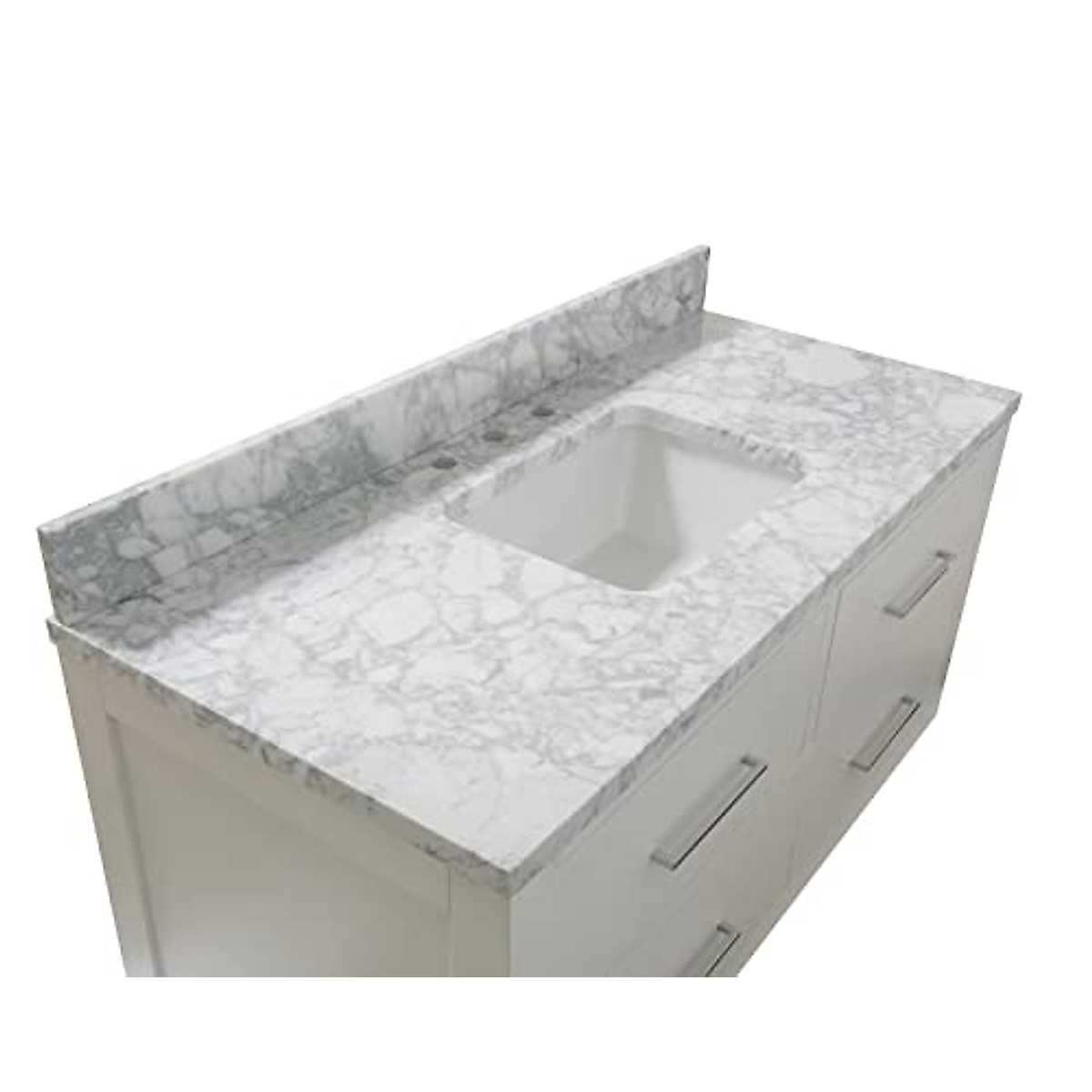 Kitchen Bath Collection Helsinki 48-inch Floating Bathroom Vanity (Carrara/White): Includes White Cabinet with Carrara Countertop and White Ceramic Sink