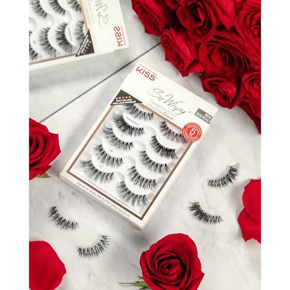 KISS So Wispy Curated Collection of Bestselling False Eyelash Styles Multipack, Volume & Curl, Lash Extensions Look, Signature Wispy Effect, Cruelty Free, Reusable, Contact Lens Friendly, 5-Pair