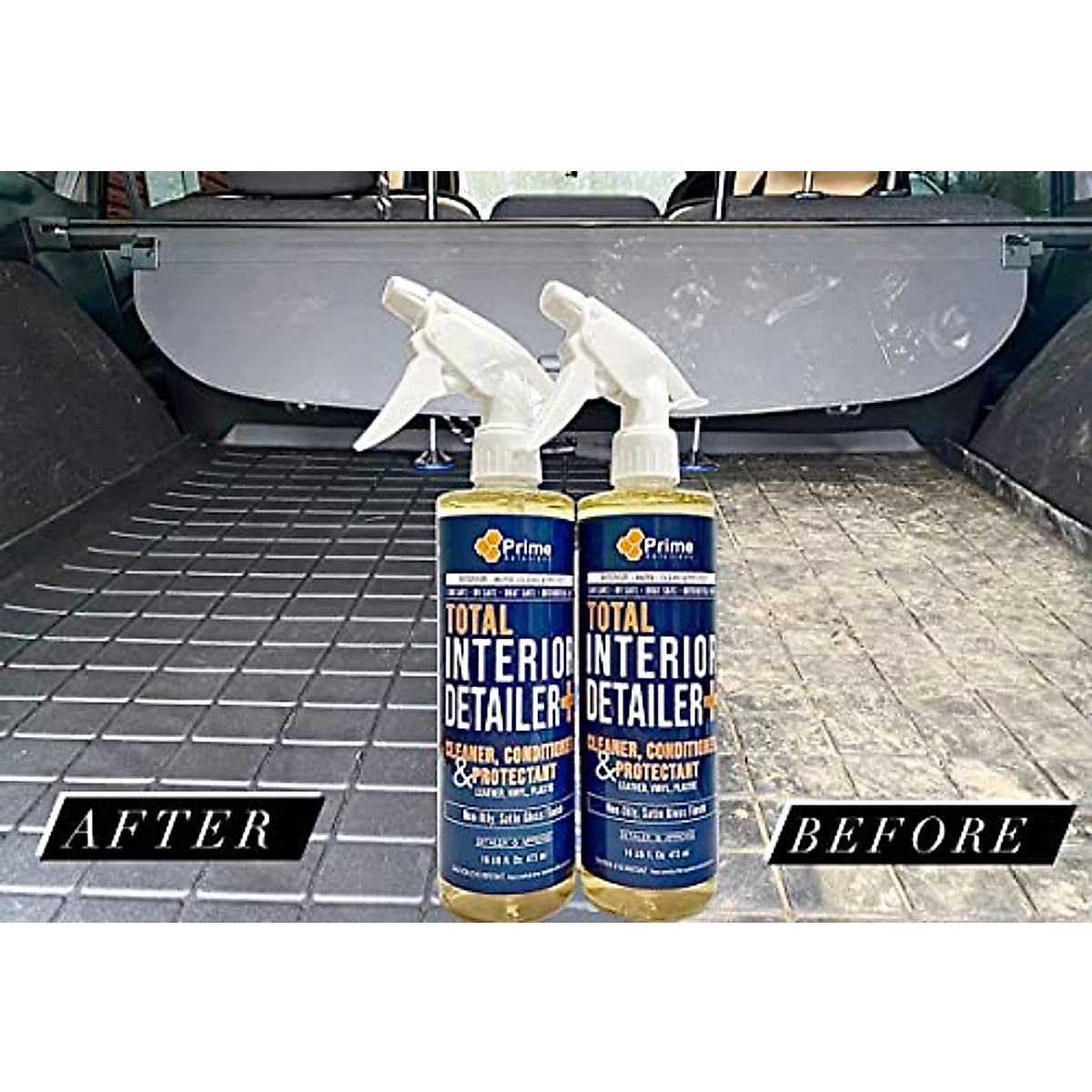 Prime Solutions Citrus Revive Total Interior Detailer+ | (4-in-1) Cleaner, Conditioner, Protectant, & Stain Remover Spray - (Leather, Vinyl, Plastic, Upholstery, & Fabric Surfaces)