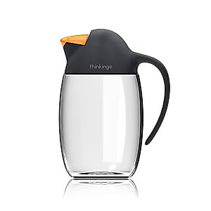 MJDFS Olive Oil Dispenser Bottle W/Auto Flip Cap, 21oz Cooking Oil Dispenser Leakproof, Kitchen True No Drip Oil and Vinegar Cruet Container with Non-Slip Handle, Cute Penguin Design(Black)