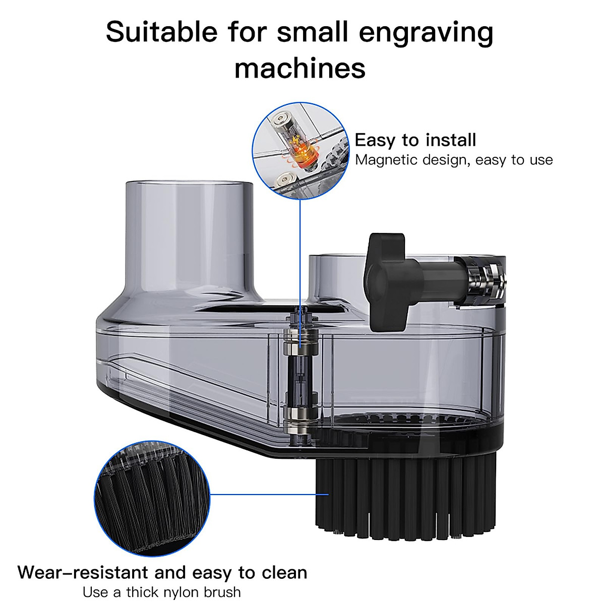 CNC ABS Dust Shoe for CNC Machines, 52mm Diameter Motor, fits Most 300W-500W Spindle Motors, Engraving Machine Accessories for CNC Engraver Milling Mahcine