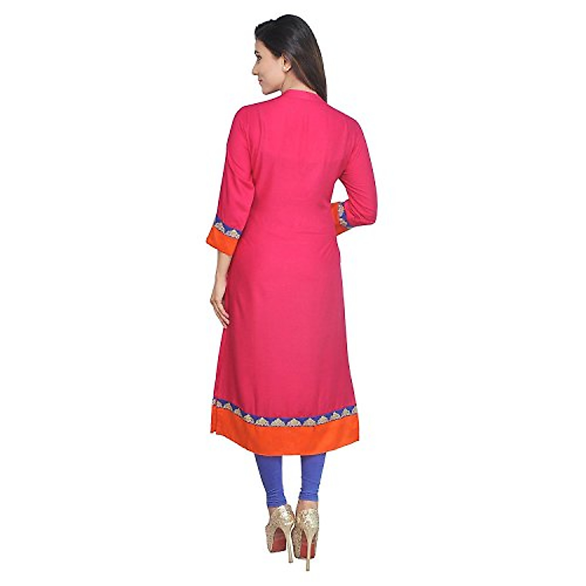 Indian Women's Embroidered Rayon Kurti Red Top By Chichi, Large