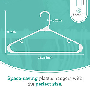 Sharpty Plastic Hangers Clothing Hangers Ideal for Everyday Standard Use (White, 20 Pack)