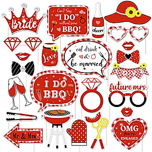BBQ Bachelorette Party Decorations I Do BBQ Photo Booth Props for Adult 24PCS I Do BBQ Bachelorette Photographing Props Summer Picnic I Do BBQ Decoration for Wedding Engagement Bridal Shower Outdoor