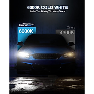 Marsauto D1S HID Bulbs, 6000K Cold White, Xenon Bulb(Not Halogen/Led Bulbs), 5 Years Lifespan, Waterproof Design, Up to 350% Brightness, Low/high Beam,2 Pcs