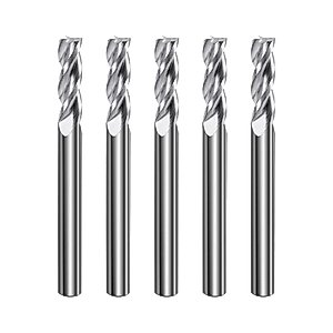 XYunEnZ ISB 1/8‘’ Carbide Square End Mill Set, 3 Flute Micro Grain Carbide End Mill Bits for Drilling Aluminum Applications and Hardened Steels, 5 Pcs