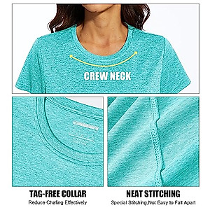 MAGCOMSEN Womens Workout Shirts Short Sleeve Fishing Shirts Fitness Tee Yoga Tops Cool Running T Shirts Light Green Large