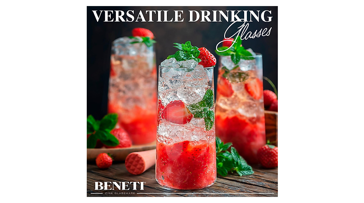 BENETI Modern Glass Highball Set of 4 - Stylish & Durable