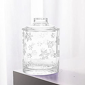 GYRUT Glass Apothecary Jars with Lids, 15oz Qtip Holder Bathroom Set of 6, Bathroom Accessories Organizer for Cotton Ball, Bath Salt, Hair Clips, Floss Picks, Bathroom Containers[Snowflake]