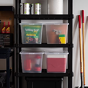 IRIS USA 36 Quart Plastic Storage Bin Tote Organizing Container with Latching Lid, Stackable and Nestable, Clear, 4 Pack