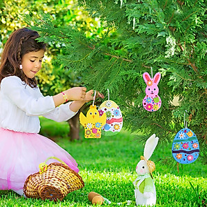 ELECLAND 208 Pcs Easter Foam Stickers Set Easter Bunny Chick Flower Egg Foam Stickers for Easter Crafts with Rhinestones Colored Pen Easter DIY for Girls Boys Easter Home Activities