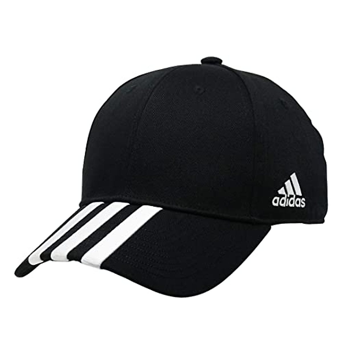 adidas Three Striped Adjustable Baseball Cap for Men - Sports Hat Black/White