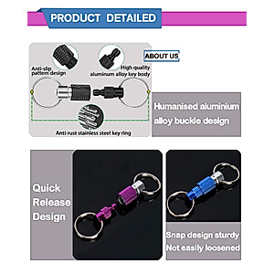 Oythiem Quick Release Keychain Keyring for Men, Women - Detachable Keychain Key Ring Quick Release for Easy Access to Your Keys, Pull Apart Key Chain Double Key Ring for Bag, Belt (2 Packs)