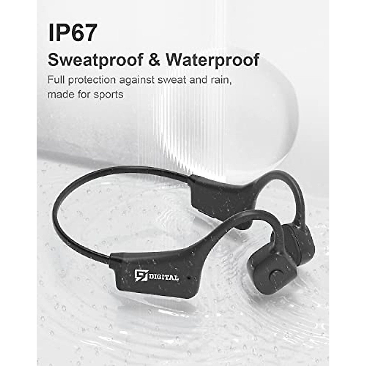 9 DIGITAL Bone Conduction Headphones Bluetooth, Built-in Qualcomm 3024 Chip, Wireless Open Ear Headphones with Mic, IP67 Sport Waterproof Earbuds,Sweatproof Headset for Workouts,Running, Cycling, Gym