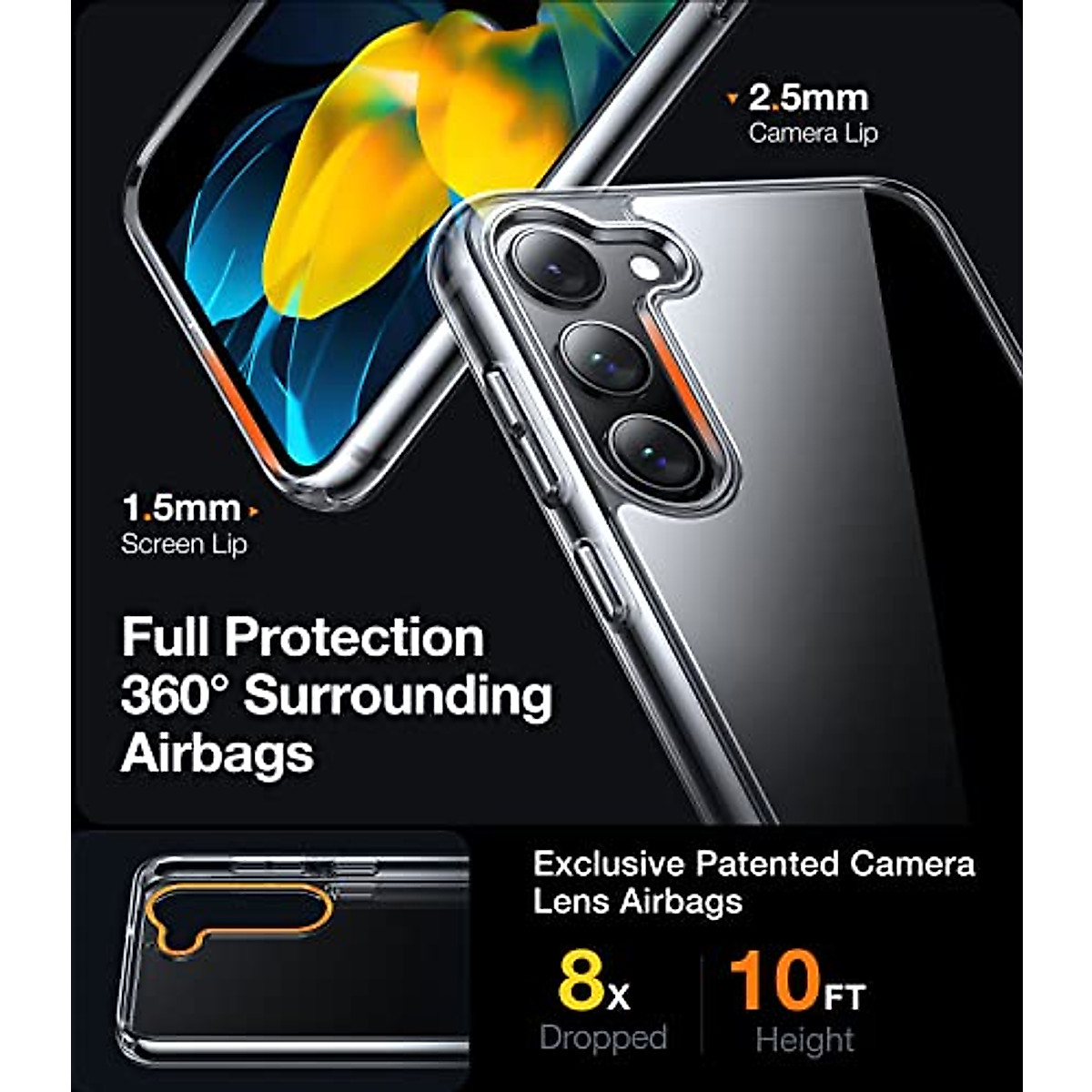 TORRAS Diamond Clear Compatible for Samsung Galaxy S23+ Plus Case 6.6 inch, Non-Yellowing, Shockproof Protective Military Grade Drop Tested, Hard Back Slim Thin Clear Case for S23 Plus 2023, Clear