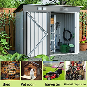Large Metal Outdoor Storage Shed, Backyard Storage Room 5 'x 3 Feet, Galvanized Metal Storage Shed for Outdoor Garden Shed Storage Shed Large、 Lawn, Terrace, White