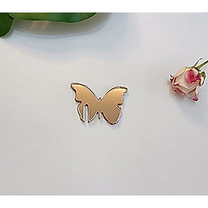 XIAOYUE 20pcs of Acrylic Drink Markers,Mirrored Butterfly Champagne Glass Markers,Blank Wedding Drink Charm,DIY Butterfly Place Names Wedding Favours (Rose Gold Mirror)