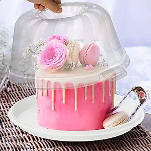 Lawei Cake Carrier with Handle, Round Cake Container Up to 9 Inch Cake, Cake Keeper Pie Carrier with Cover for Transport