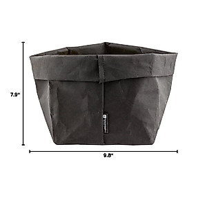 DuraLux 7.8 x 9.8 Inch Washable Grocery Bag, 1 Heavy-Duty Paper Bag Flower Pot - Reusable, Store Produce Or Plants, Black Paper Eco-Friendly Shopping Bag, For Organizing Pantries Or Kitchens