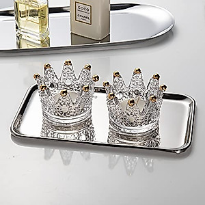 IMEEA Small Vanity Tray Rectangle Satinless Steel Little Jewelry Tray Bathroom Tray Storage Organizer Makeup Cosmetic Organizer Trays, 8 x 4.6 inch