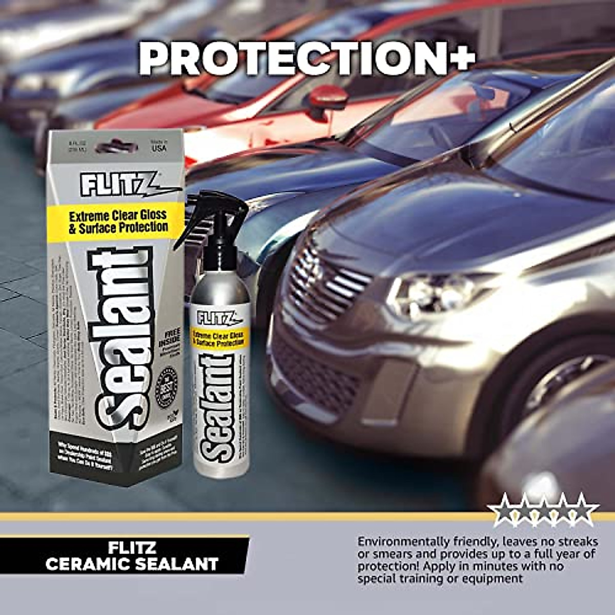 Flitz Ceramic Spray Sealant and Paint Protectant: Shine, Protect + Seal Clear Coat, Plastic,1 Application Lasts up to 12 Months, Made in USA