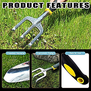 Wokape 50Pcs Garden Tool Set Gardening Kit, Handle Trowel Transplanter Cultivator Pruning Shears Cultivator Hand Rake Shovels and Gardening Gloves Gardening Supplies Gifts for Weeding, Digging