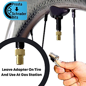 The Only One 6 Pcs Brass Presta Valve Adapter - Convert Presta to Schrader - French/UK to US - Inflate Tire Using Standard Pump or Air Compressor