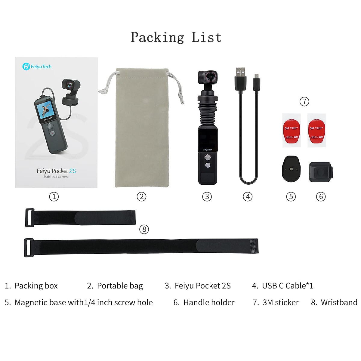 Feiyu Pocket 2S-Wearable 3-Axis Gimbal Stabilized Action Camera 4K Video,130° View,Magnetic AL. Alloy Boby,Speaker Mic,4xZoom,8MP Photo,512G Card Slot,HDMI,Beauty Effect,for YouTube,TikTok,IG…